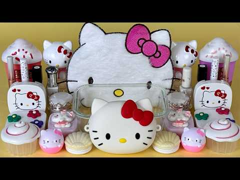 WHITE SLIME 🤍 Mixing makeup and glitter into Clear Slime. Satisfying Slime Videos 1080p.