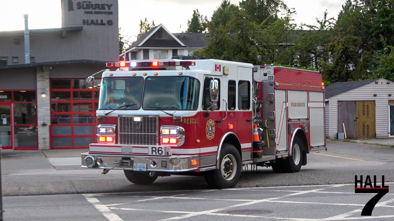 Surrey Fire Service - Rescue 6 & BCAS Responding - YouTube