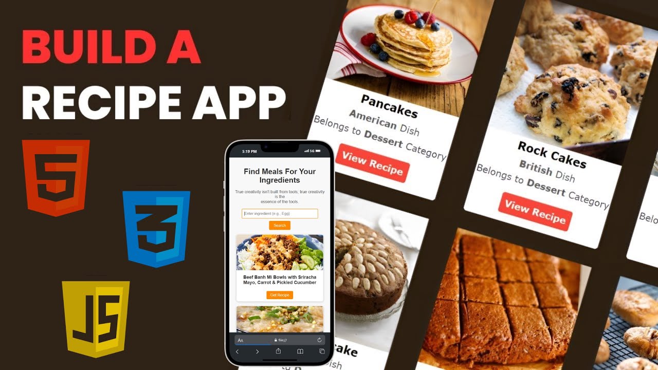Create Recipe App Using HTML CSS and JAVASCRIPT - Step by Step Tutorial - YouTube