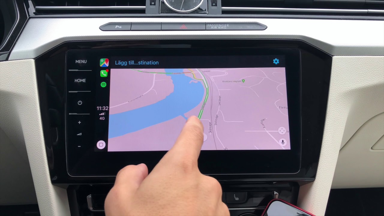Google maps i VW Passat B8 Discover Pro med CarPlay iPhone iOS 12 - YouTube