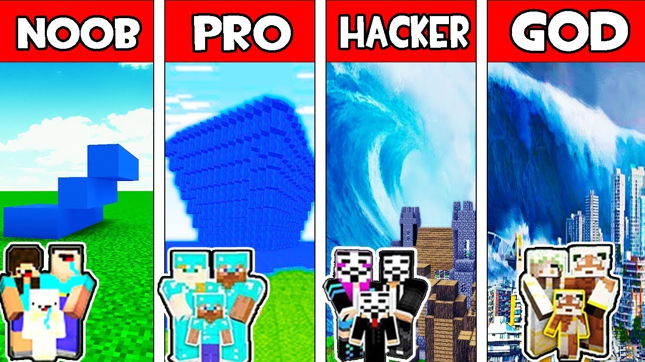 Minecraft - NOOB vs PRO vs HACKER vs GOD : FAMILY EPIC TSUNAMI ...