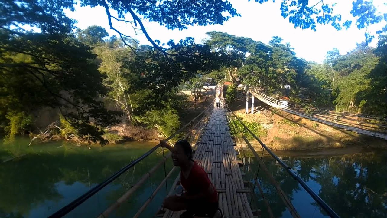 The Bamboo Hanging Bridge Sipatan River Bohol - YouTube