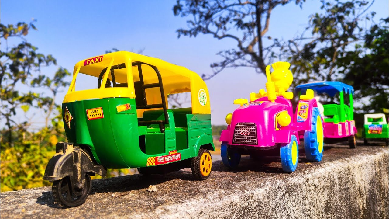 driving test auto rickshaw, tractor and auto || super driving test toy ...