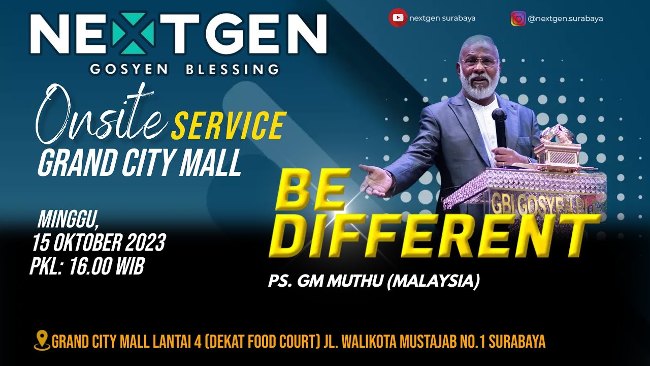 BE DIFFERENT - Ps. GM Muthu (Malaysia) | Nextgen Sunday Service | 15 Oktober 2023 - YouTube