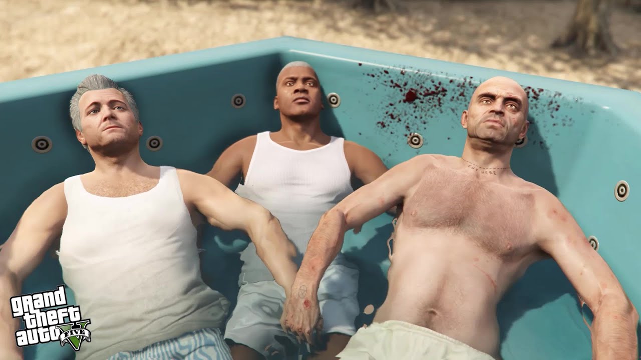 GTA 5 - Michael Franklin And Trevor The Hot Tub Bath! - YouTube