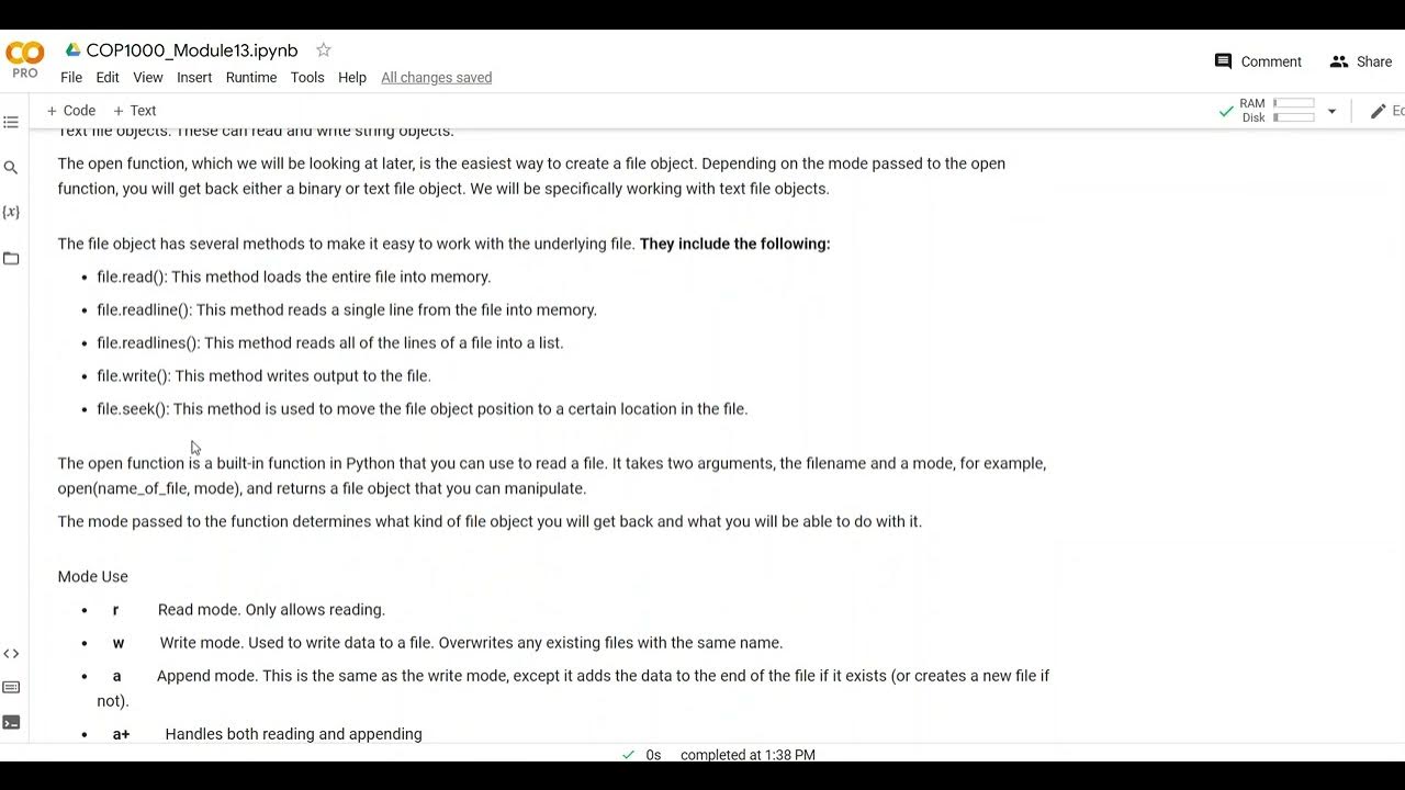 COP1000 13-1 File access - YouTube