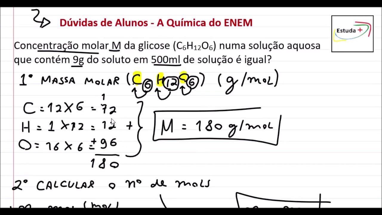 Como Calcular A Concentra o Molar Passo A Passo YouTube