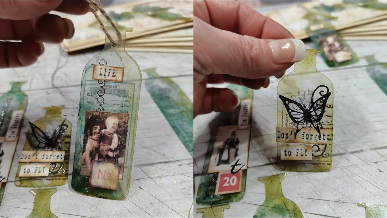 Making Vintage bottle tags from packaging material - YouTube