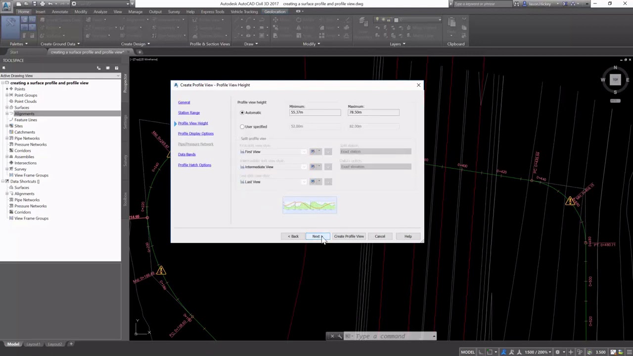 Autocad Civil 3D:- Lesson 2.5: create a surface profile and profile ...