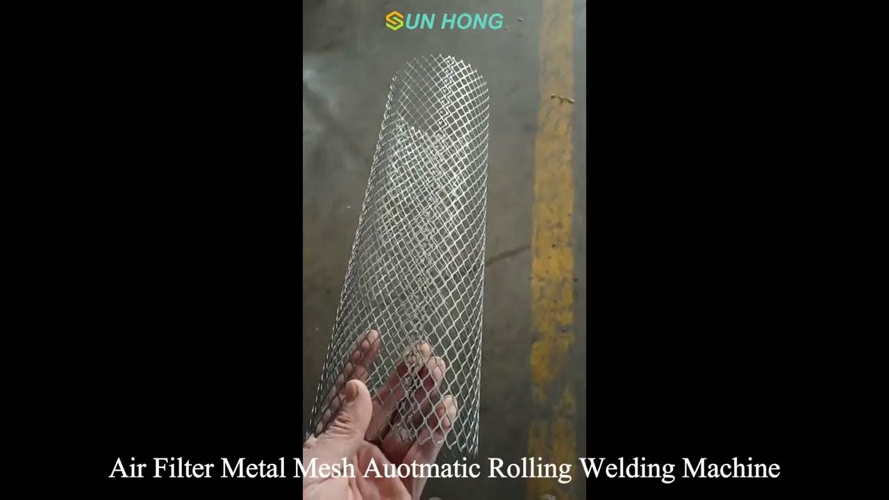 Sun Hong Heavy Duty Air Filter Metal Mesh Cutting Rolling Welding Machine - YouTube
