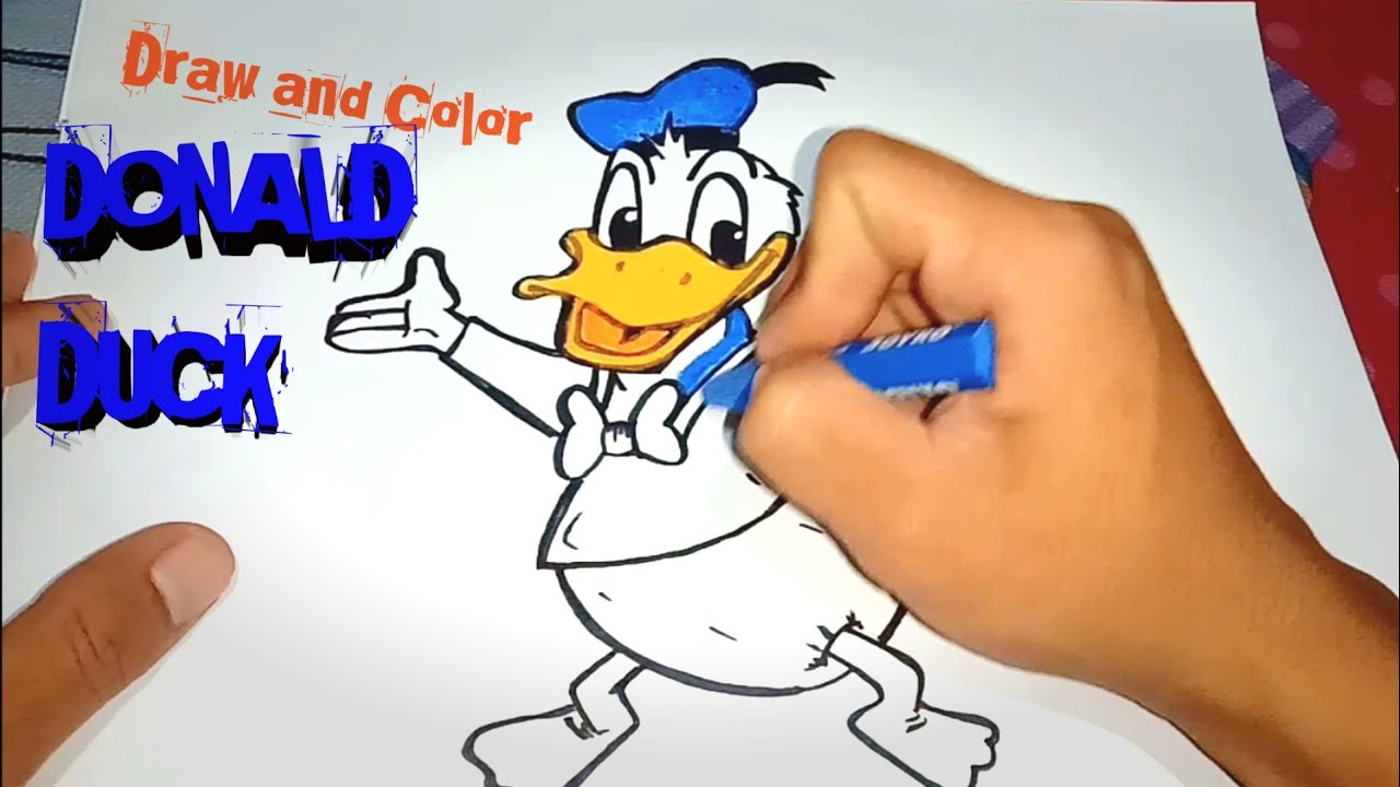 Menggambar dan mewarnai donal bebek // How to draw donald duck step by ...
