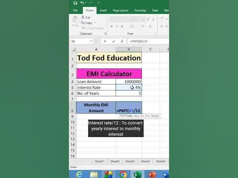 EMI Calculator in #microsoft #excel #msexcel #shorts #computer #education - YouTube
