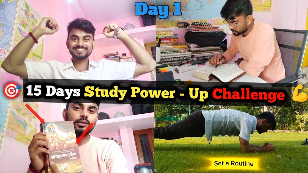 Day 1 - 15 days study power up 🎯 challenge 🔥 || Upsc and BPSC study vlogs || Study Challenge ...