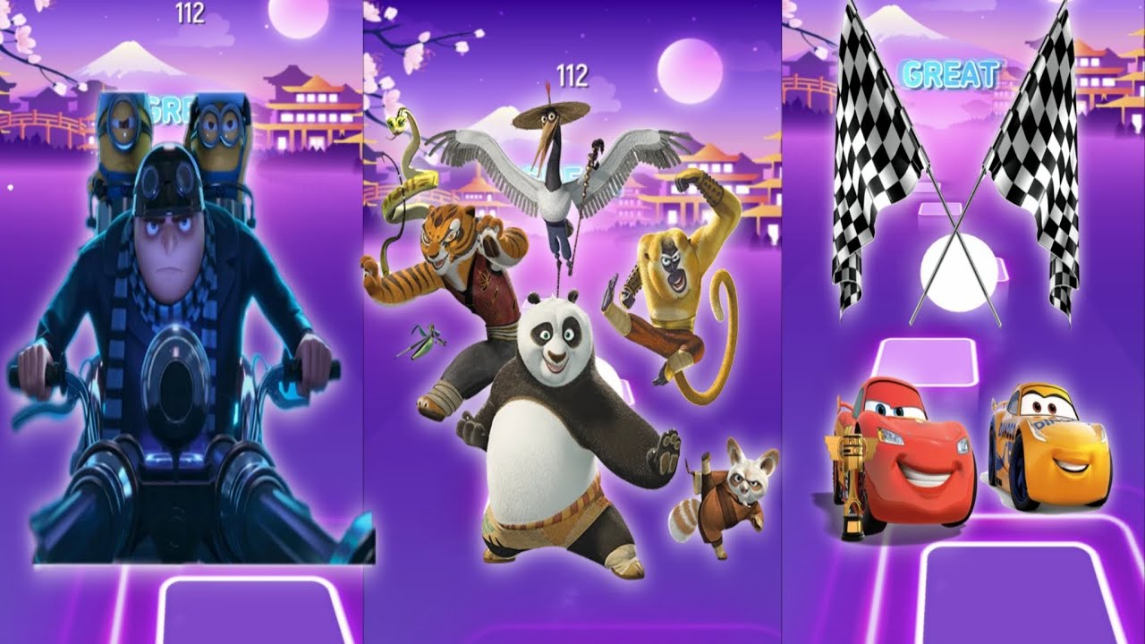 Tiles hop Despicable vs Kung fu panda vs Cars - YouTube