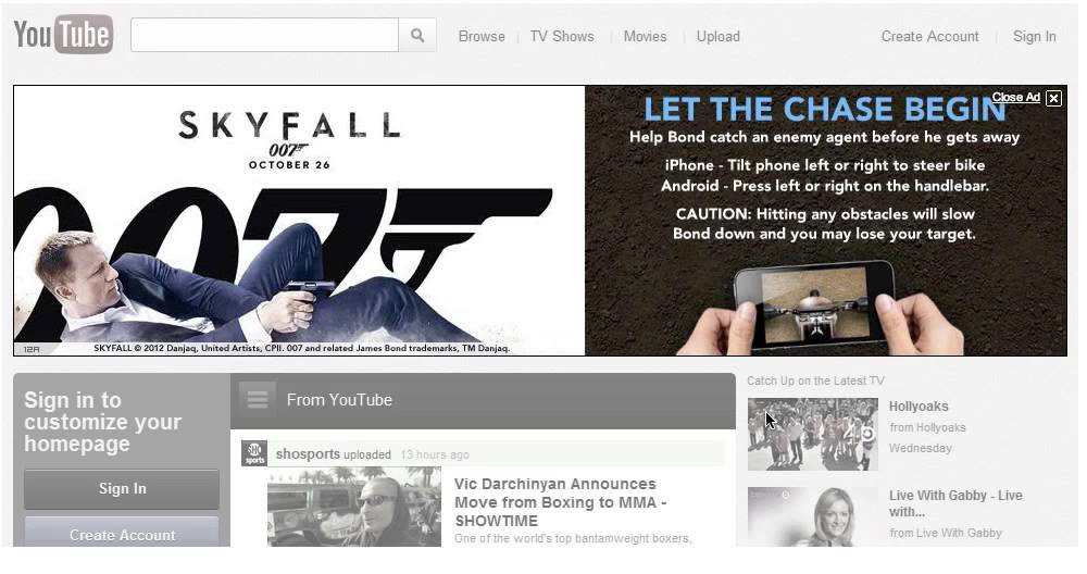 Skyfall - Sony Pictures UK - Interactive Masthead - Phone to Computer ...