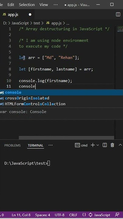 Array destructuring in JavaScript - YouTube