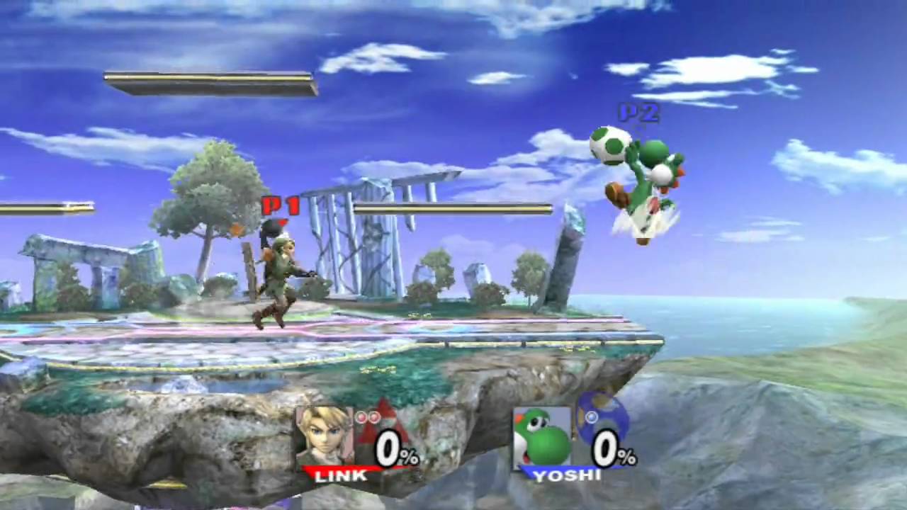 Super Smash Brothers Brawl - Link VS Yoshi on Battlefield - YouTube