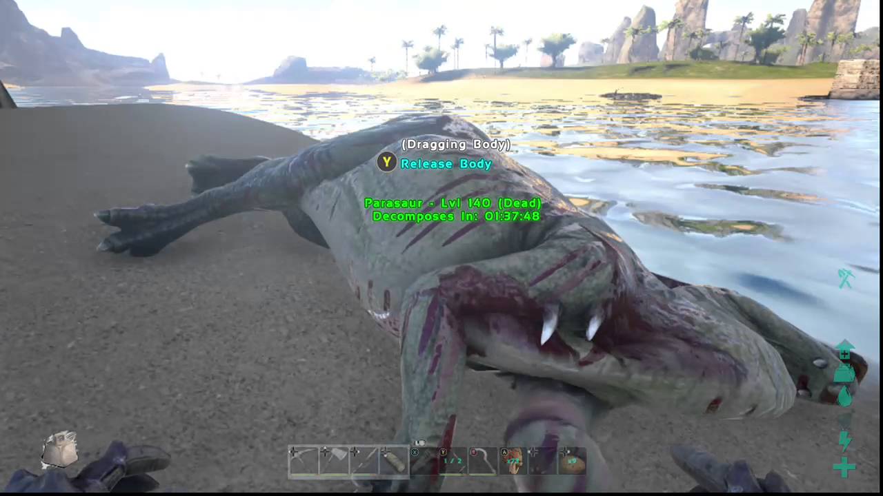 Ark: Survival Evolved Dead Parasaurolophus Still Fighting back... - YouTube
