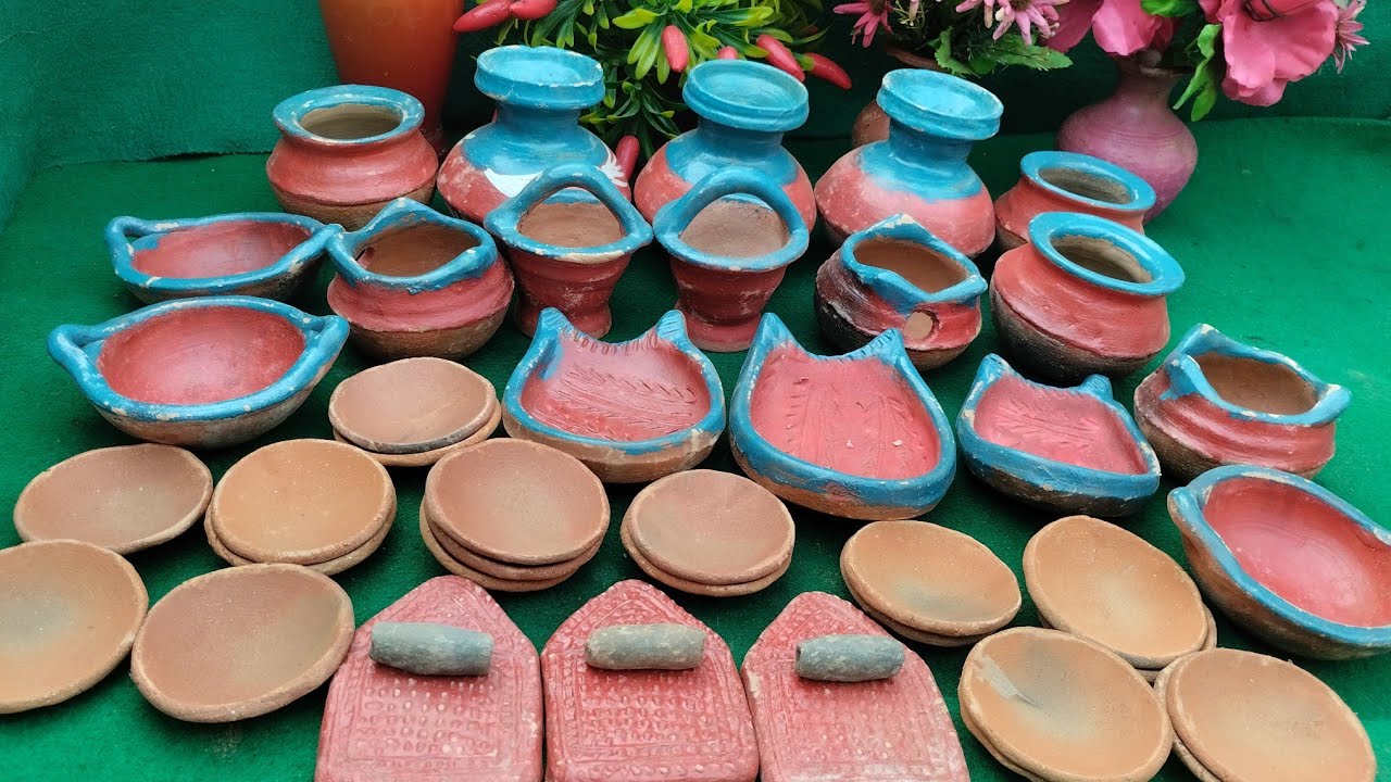 DIY Unboxing Amazing Mini Clay Kitchen Set|Mini Clay Pot Set|Real ...