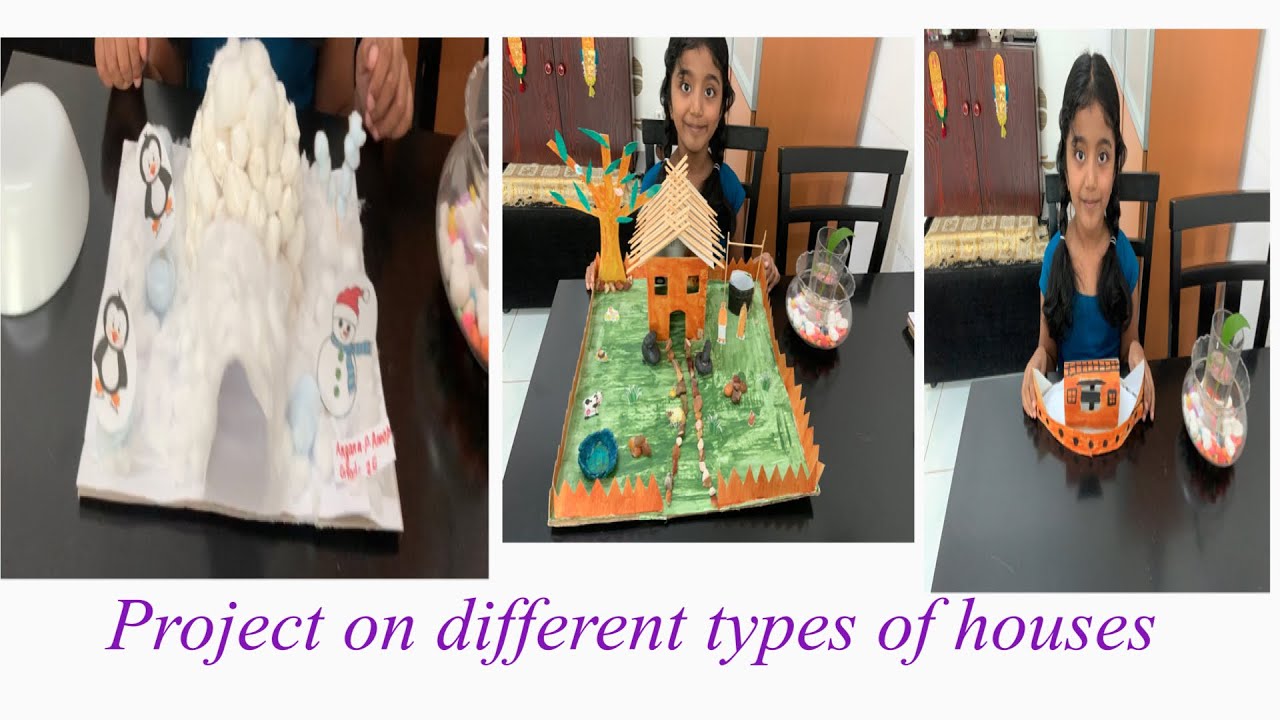 Different types of houses /school project / with waste materials / easy ...