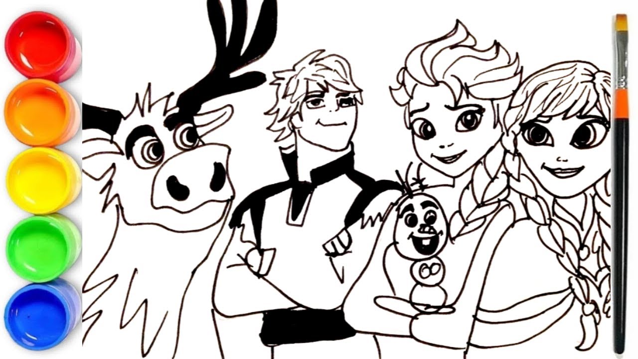 How to draw FROZEN | How to draw Elsa Anna Kristoff and Sven From ...