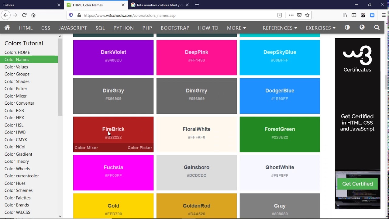 Tipos De Colores En Css Youtube