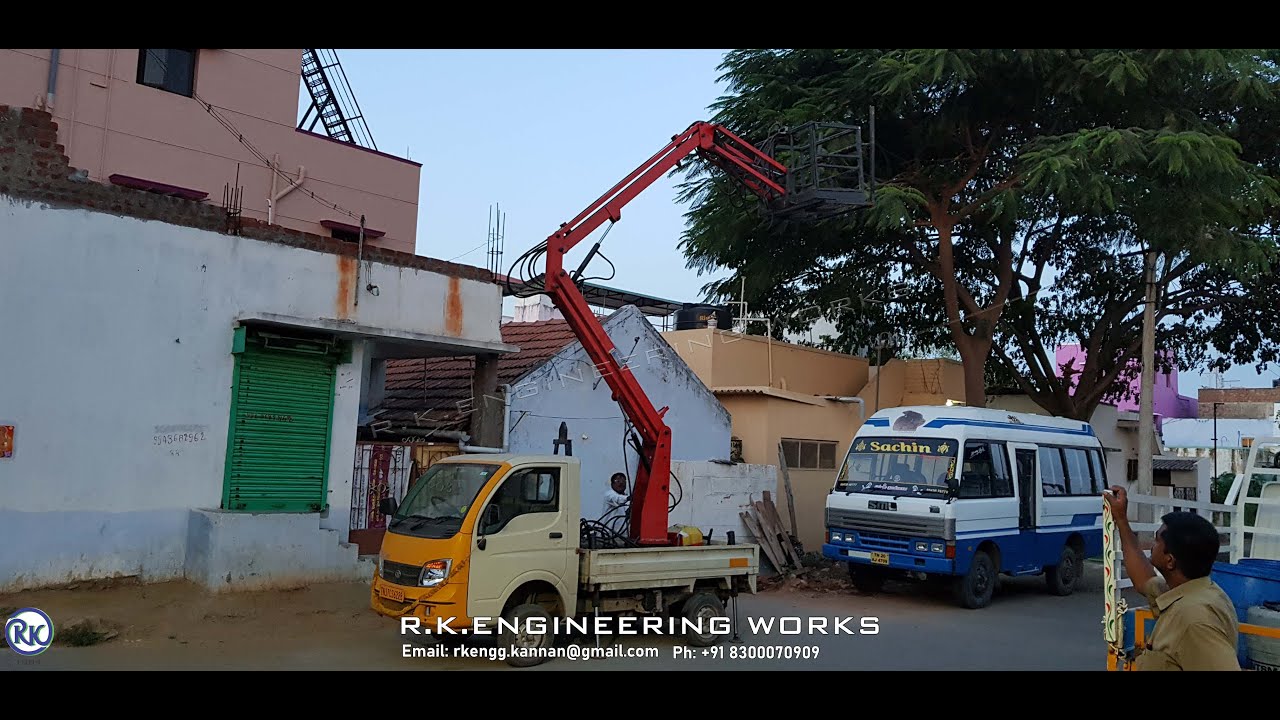 Aerial lift hydraulic - mini truck mounted boom lift by R.K.ENGINEERING WORKS - YouTube