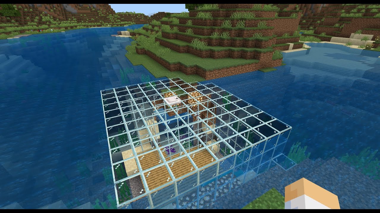 building a glass house underwater in minecraft - YouTube