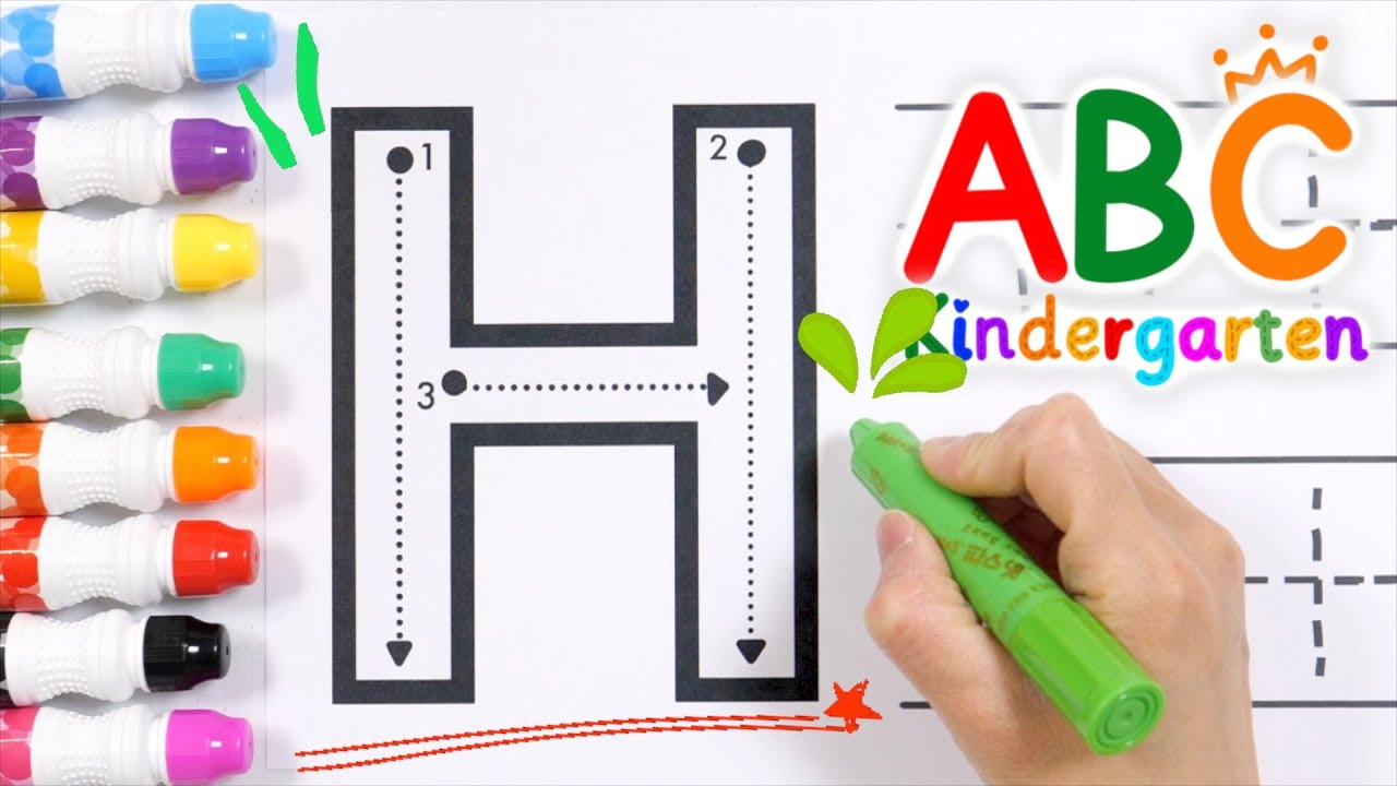 Learn how to write the alphabet H and read it | H Coloring | ABC basic ...
