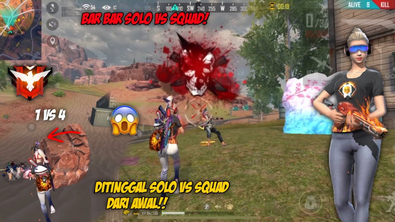 DI TINGGAL SOLO VS SQUAD DARI AWAL!! PAKE BUNDLE RUOK FF AUTO BANTAI 1 ...