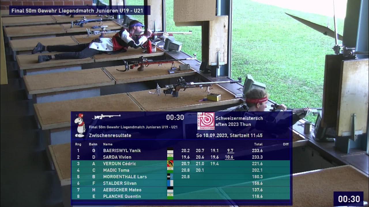 Schweizermeisterschaften 2023 - Final Gewehr 50m liegend Junioren U21 - YouTube