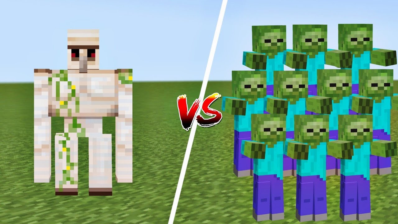 Iron Golem VS 10 Zombies | MINECRAFT - YouTube