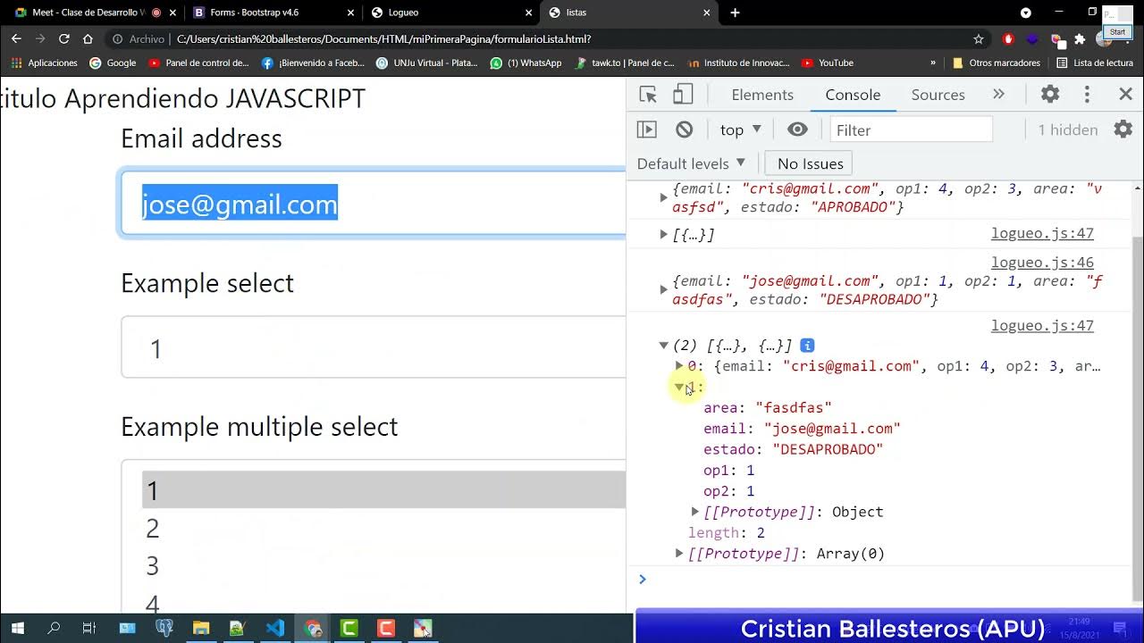 Javascript Como Guardar Objetos En Una Array Y Mostrar Datos De Un