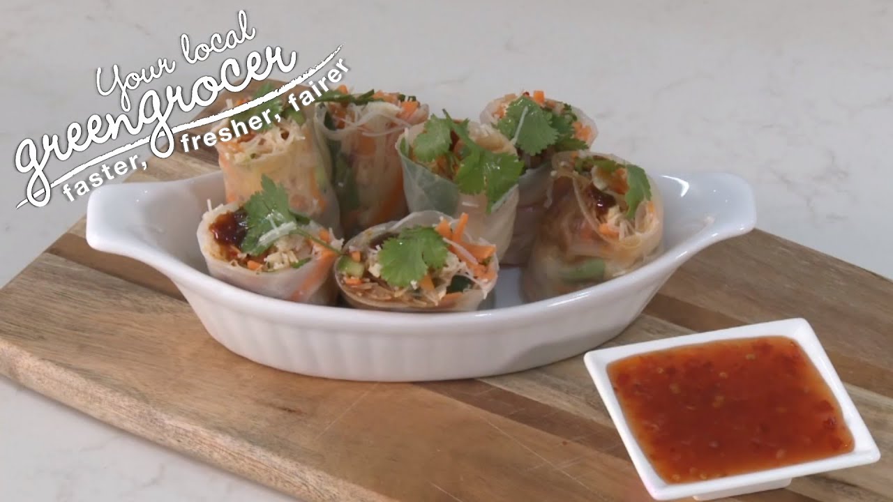 Spicy vegetable duck rice rolls - YouTube