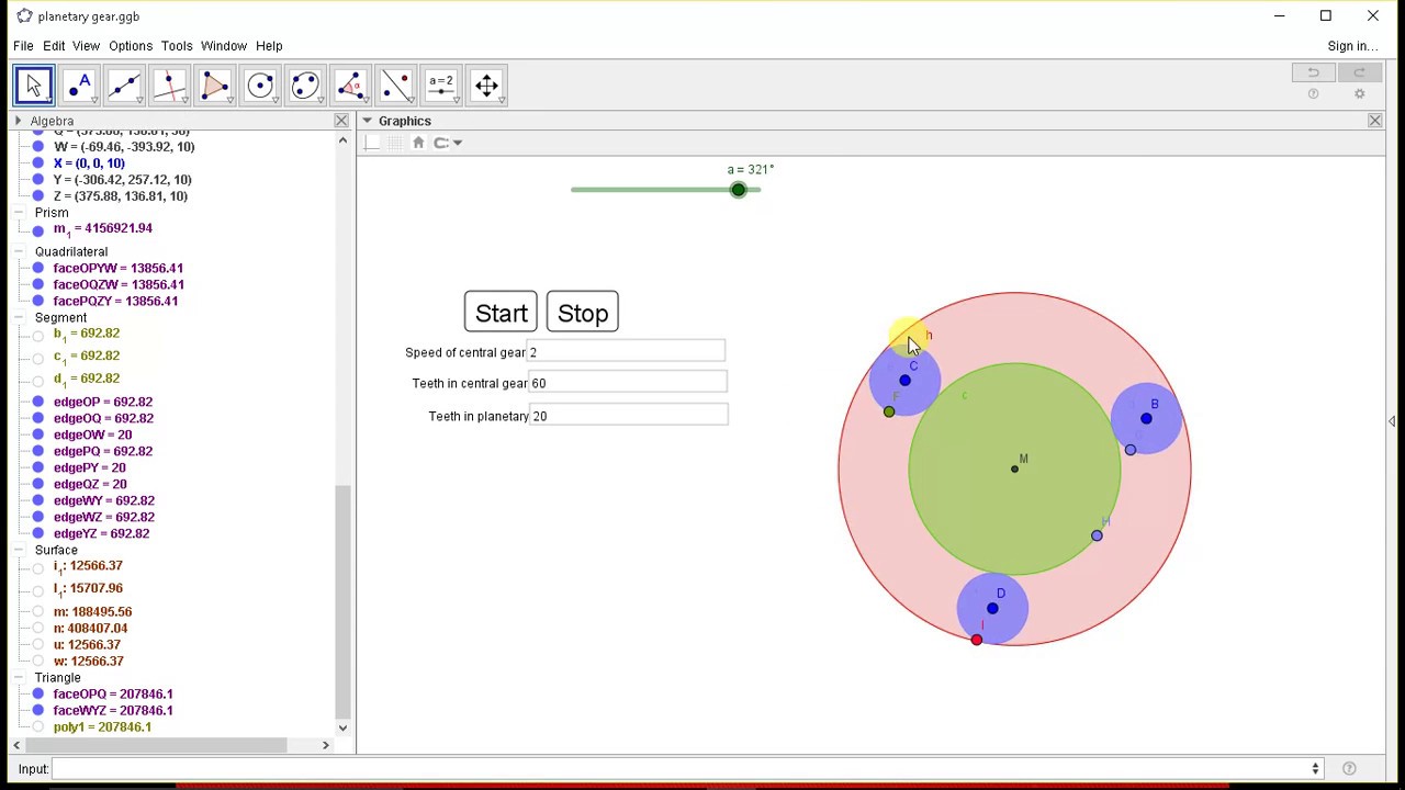 Geogebra:Epicyclic gear train | trace | 3D [TUTORIAL] - YouTube