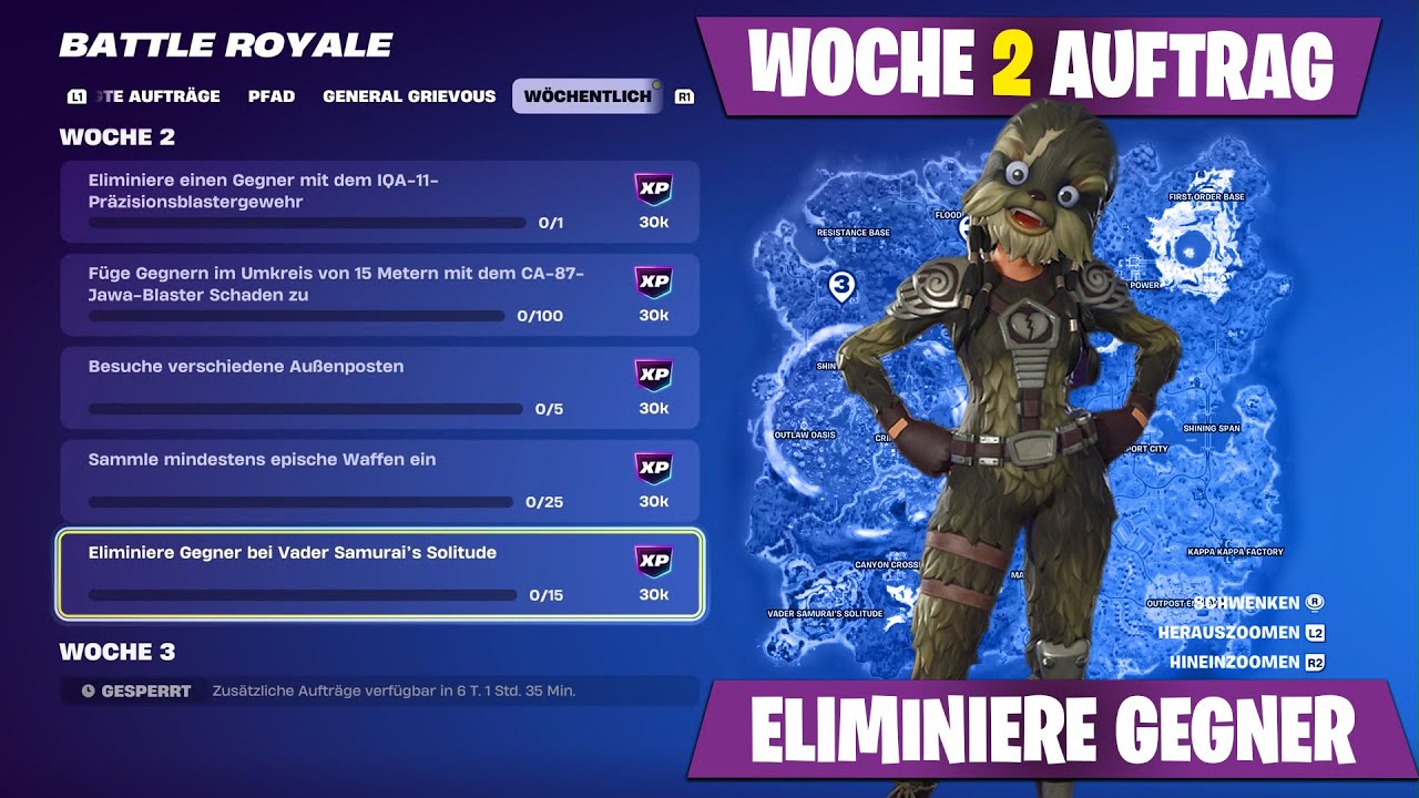 Fortnite | Eliminiere Gegner bei Vader Samurai's Solitude ...