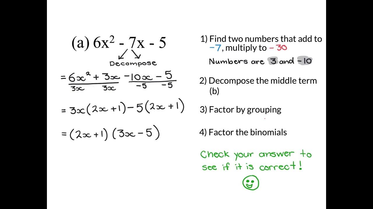 Factoring Trinomials by Decomposition - YouTube