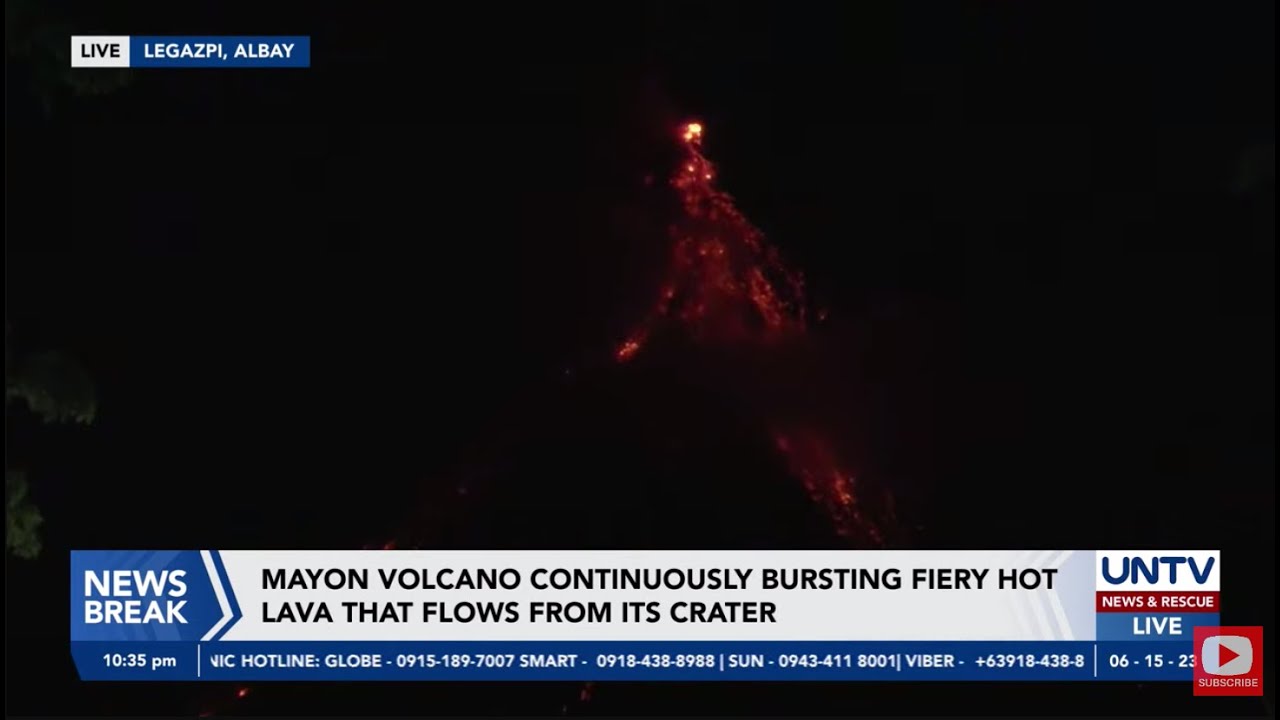 LIVE FEED: Mayon Volcano continuously bursting fiery hot lava that ...