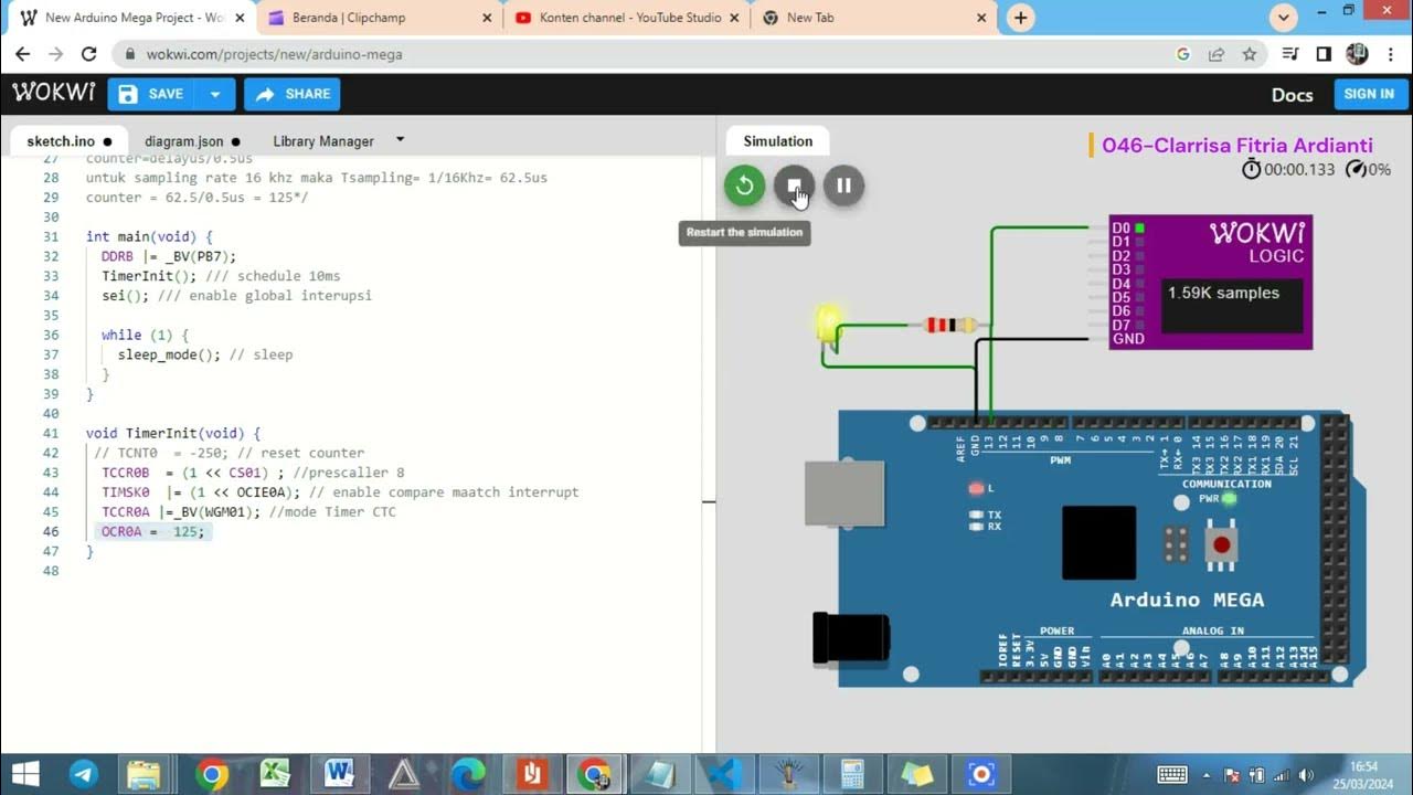 Percobaan 4 Timer 0 Mode Ctc Dengan Interrupt Youtube
