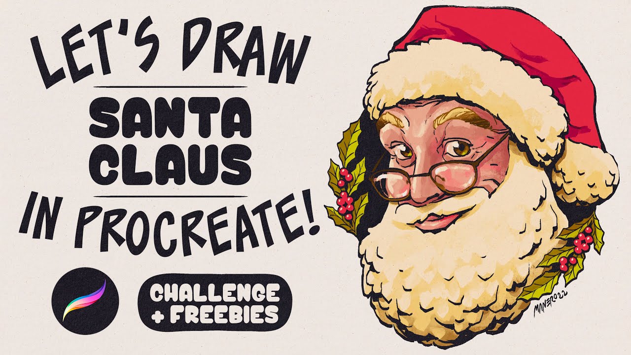 Let's Draw Santa Claus | Art Challenge + Procreate freebies 🎨🖌 - YouTube