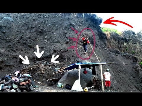 Sliding Down The Cliff On The Right And Throwing Rocks And Coral On The ...