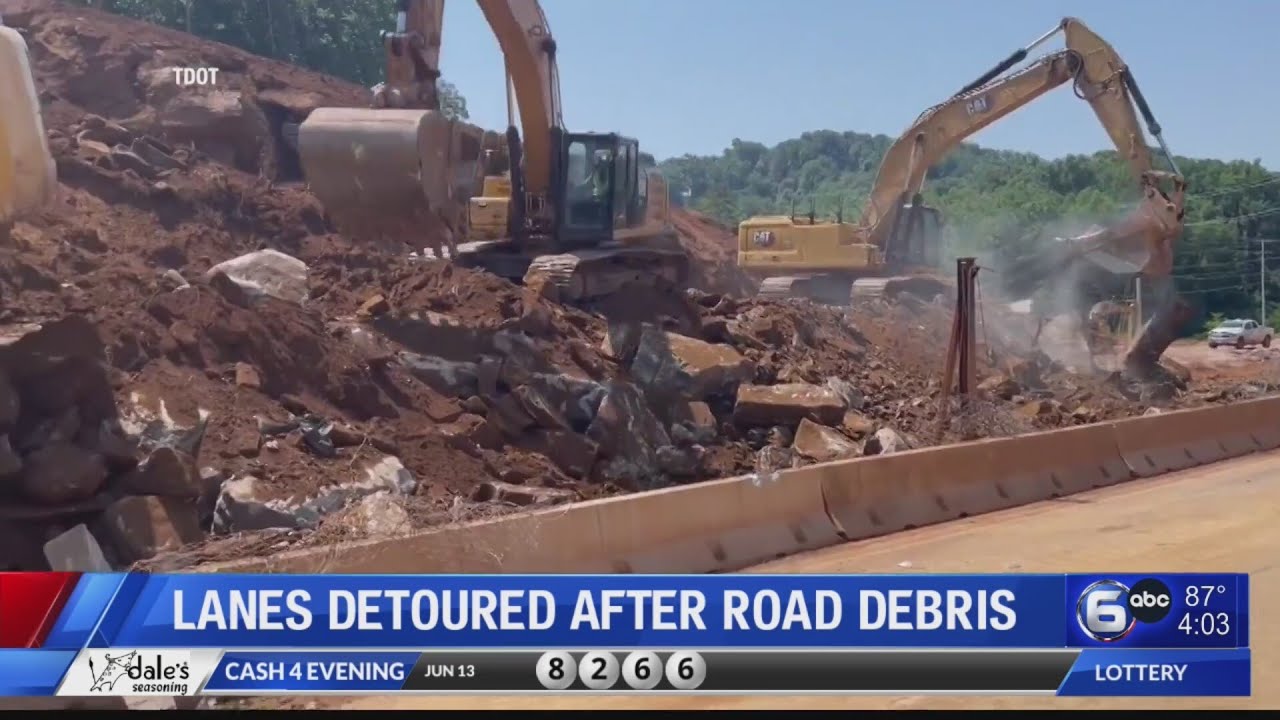 Lanes detoured after road debris - YouTube