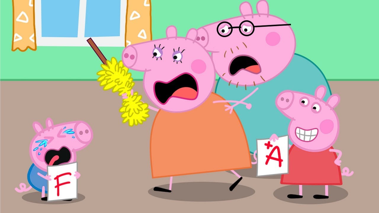 George Pig, Don't Be Afraid of a Bad Grade! | Peppa Pig Funny Animation ...