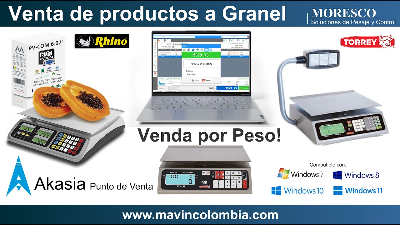 Bascula conectada a Akasia punto de venta para venta de productos a ...