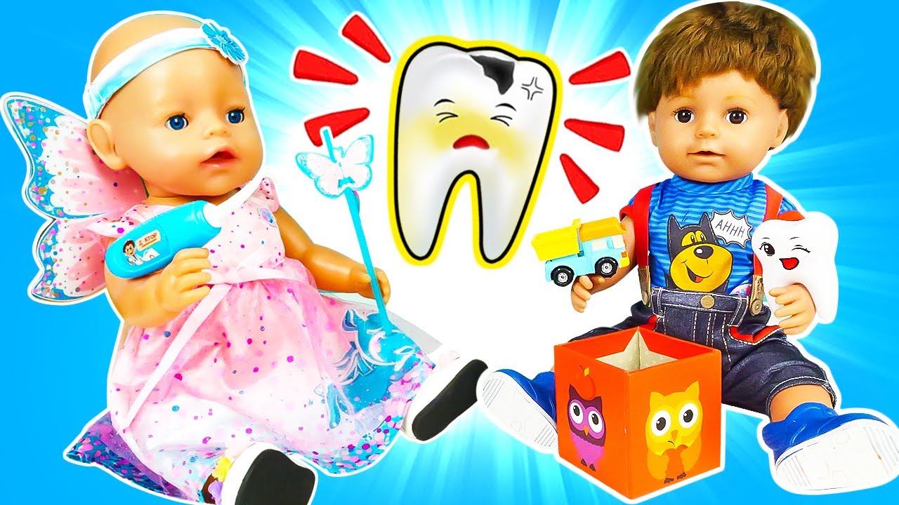 Baby dolls & tooth fairy. Baby Born doll & dentist. Pretend play & Baby ...