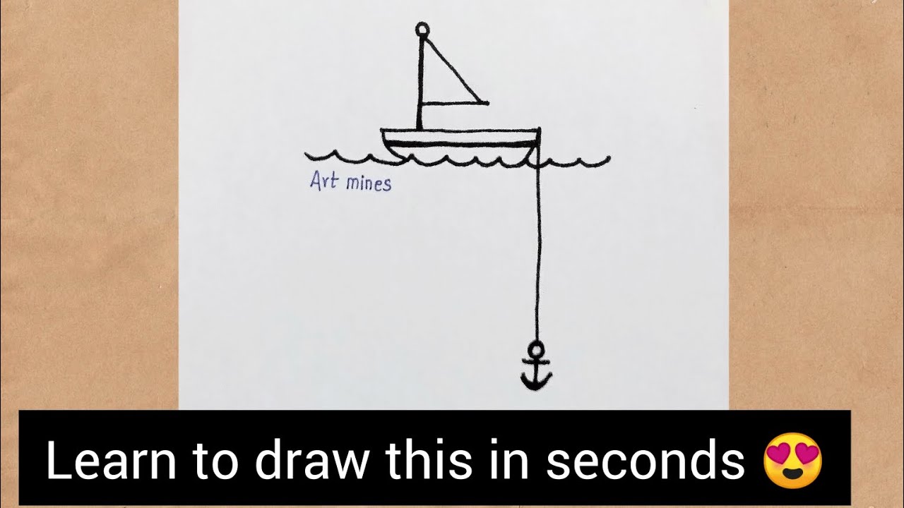 very easy drawing idea | easy boat drawing in pencil | boredom drawing ...