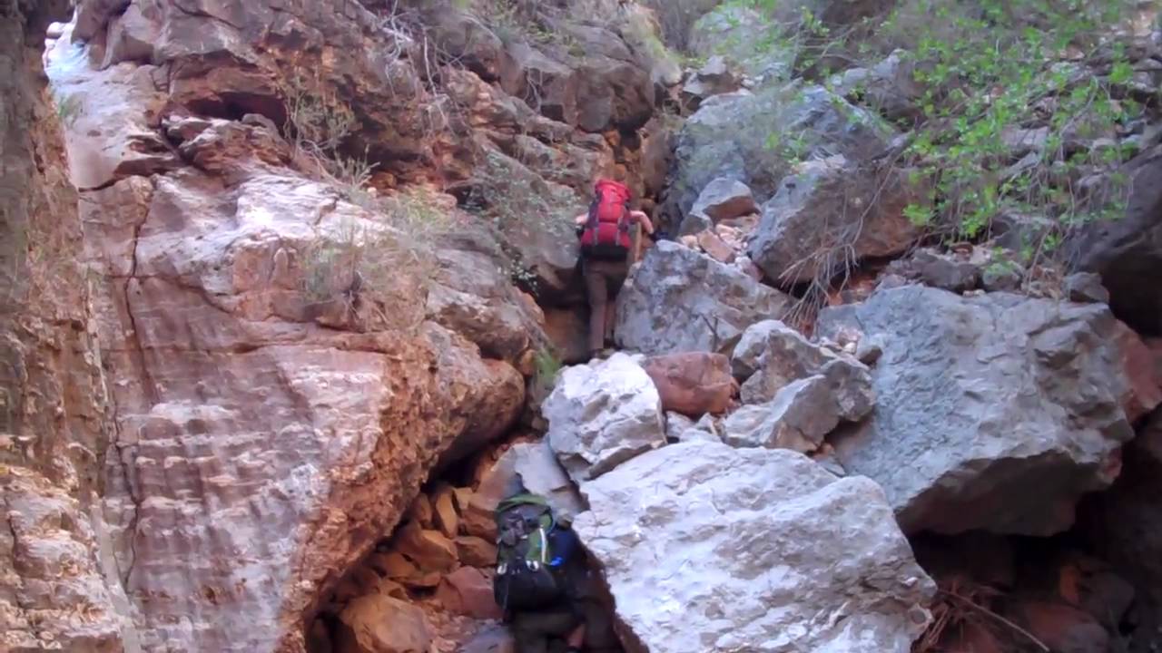Grand Canyon Royal Arch Route--more chockstone fun - YouTube