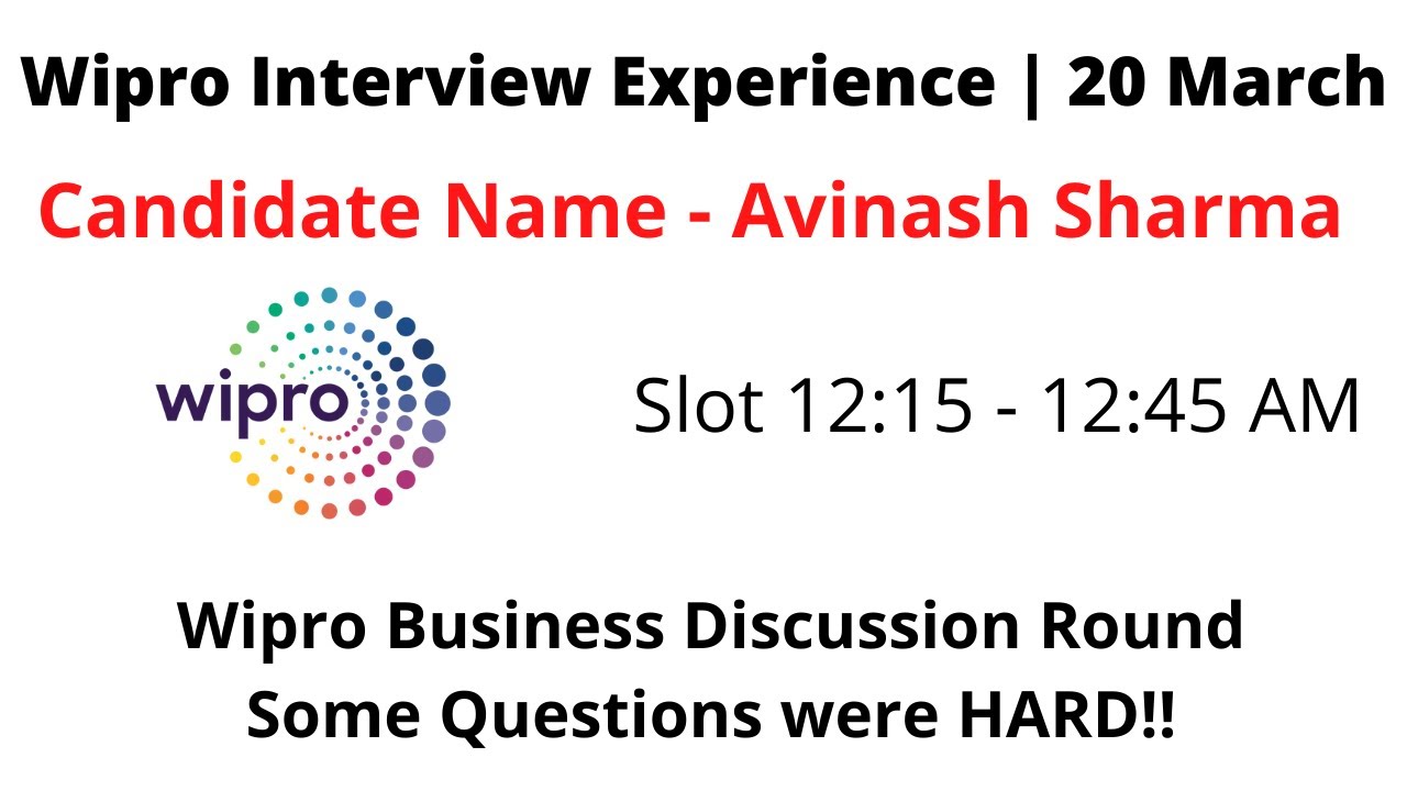 (NEW) Wipro Interview Experience | 20th March | Slot 12 PM | Hard ...