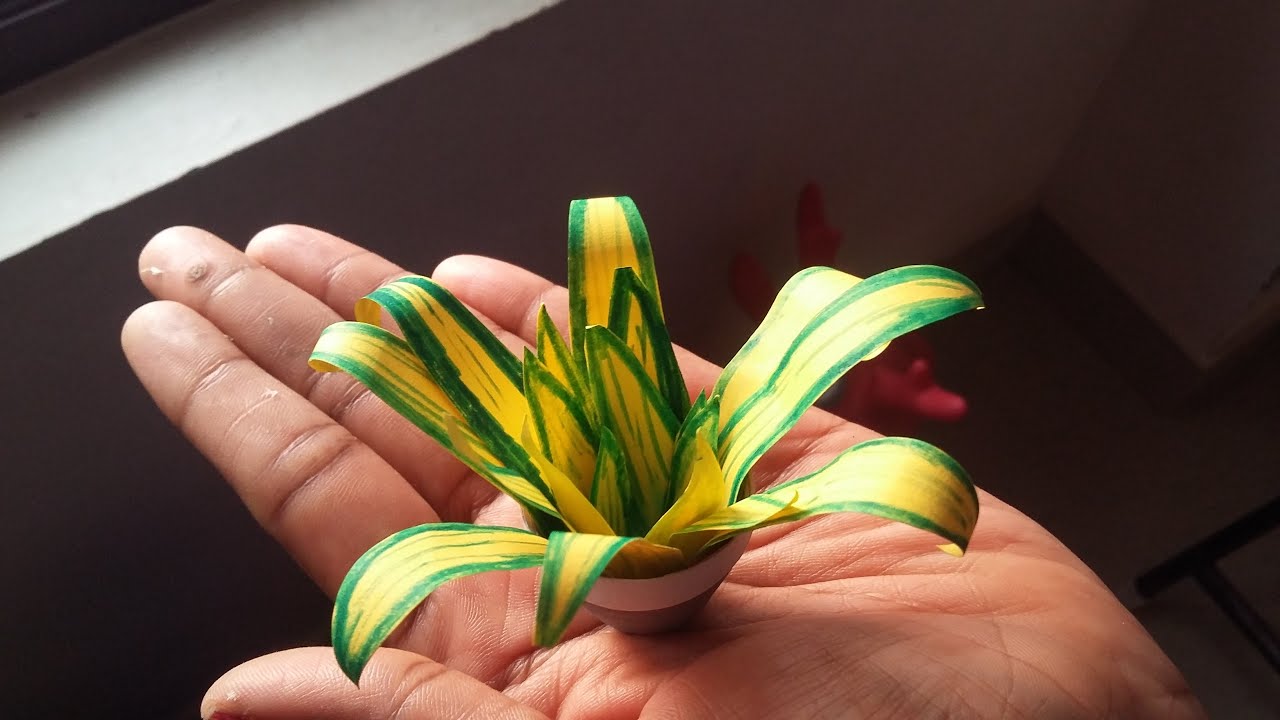 Paper plant & pot/miniature leafy plant/quilling pot and paper plant ...