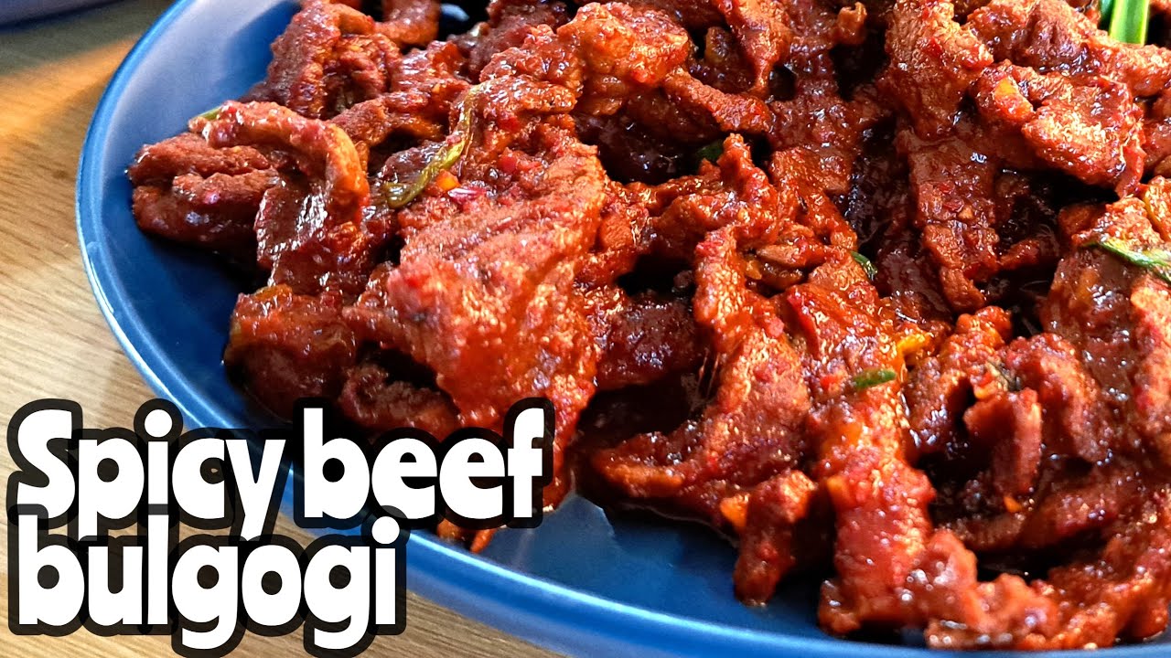 Delicious spicy beef bulgogi (Maeun-sobulgogi 매운소불고기) a very well-known ...
